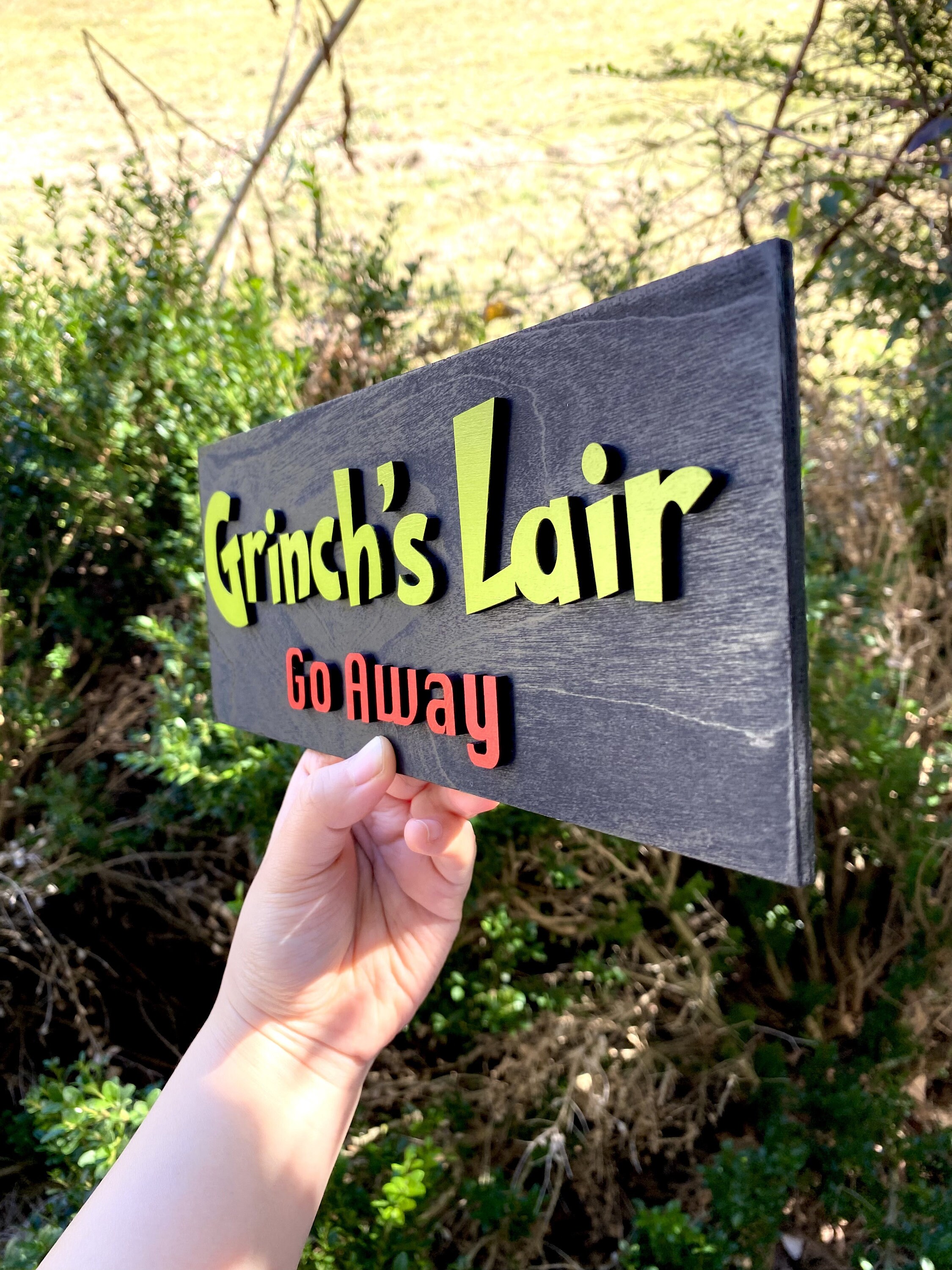 Grinch Sign Grinch's Lair Go Away 3D Wood Sign Grinch Theme Decor ...