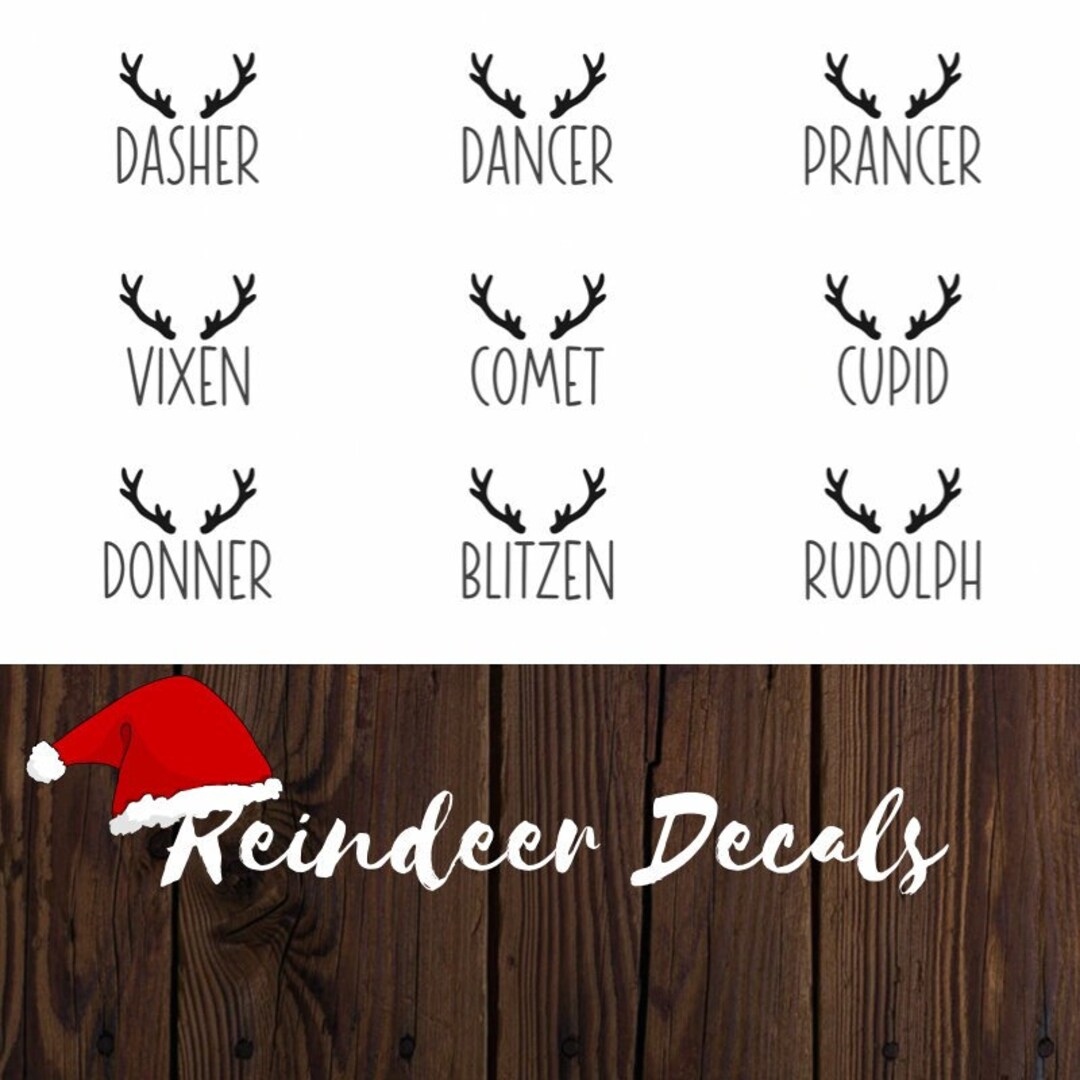 Santa's Reindeer Name Decal christmas Decal Dasher - Etsy
