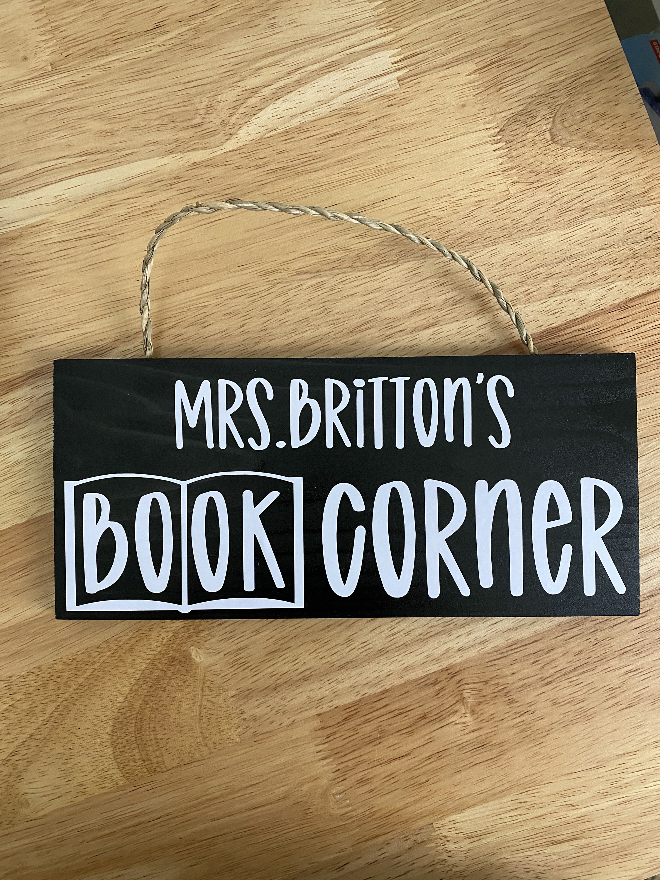 Personalized Book Corner Sign Reading Corner Book Lover Gift Library ...