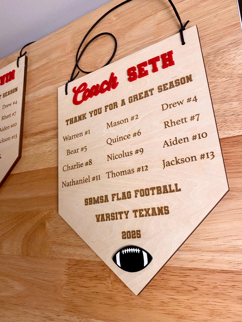 Personalized Football Coach Appreciation Sign: Engraved Wood, 3D ...