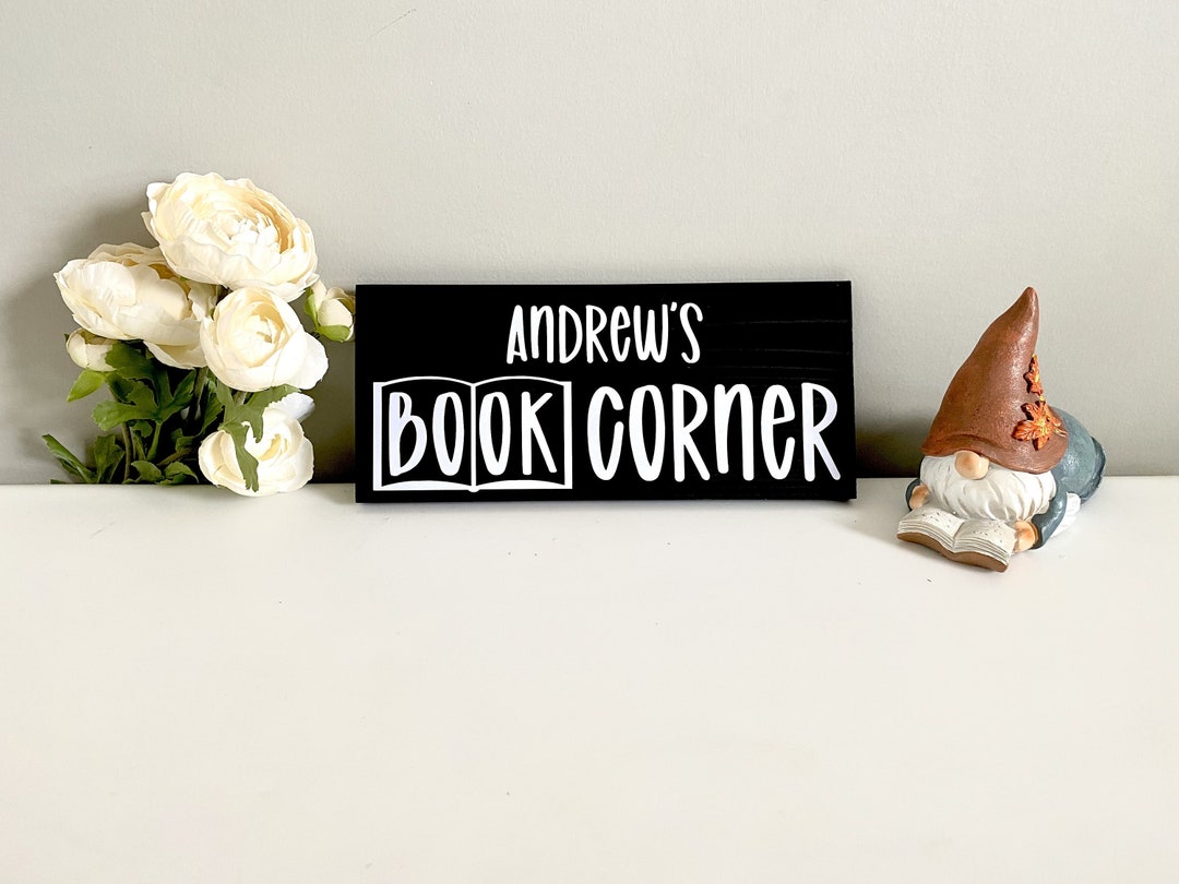 Personalized Book Corner Sign Reading Corner Book Lover Gift Library ...