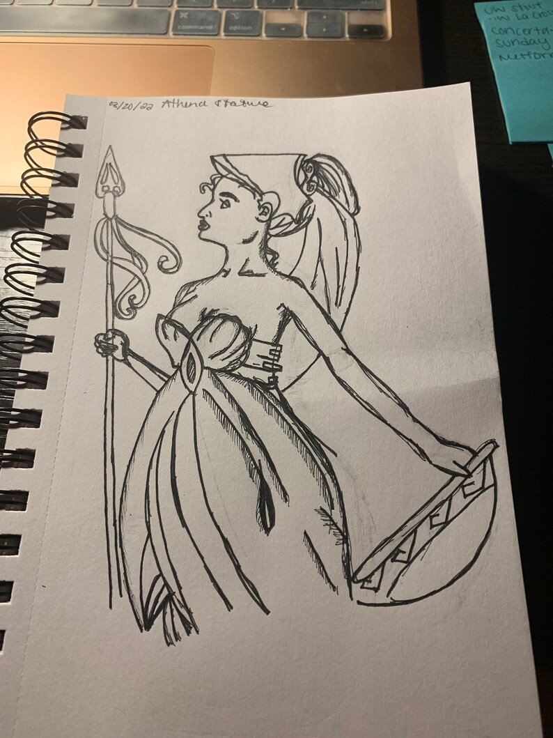 Athena Statue Drawing - Etsy