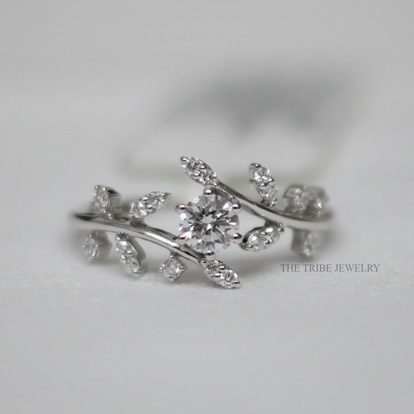 Diamond Leaf Ring - Etsy