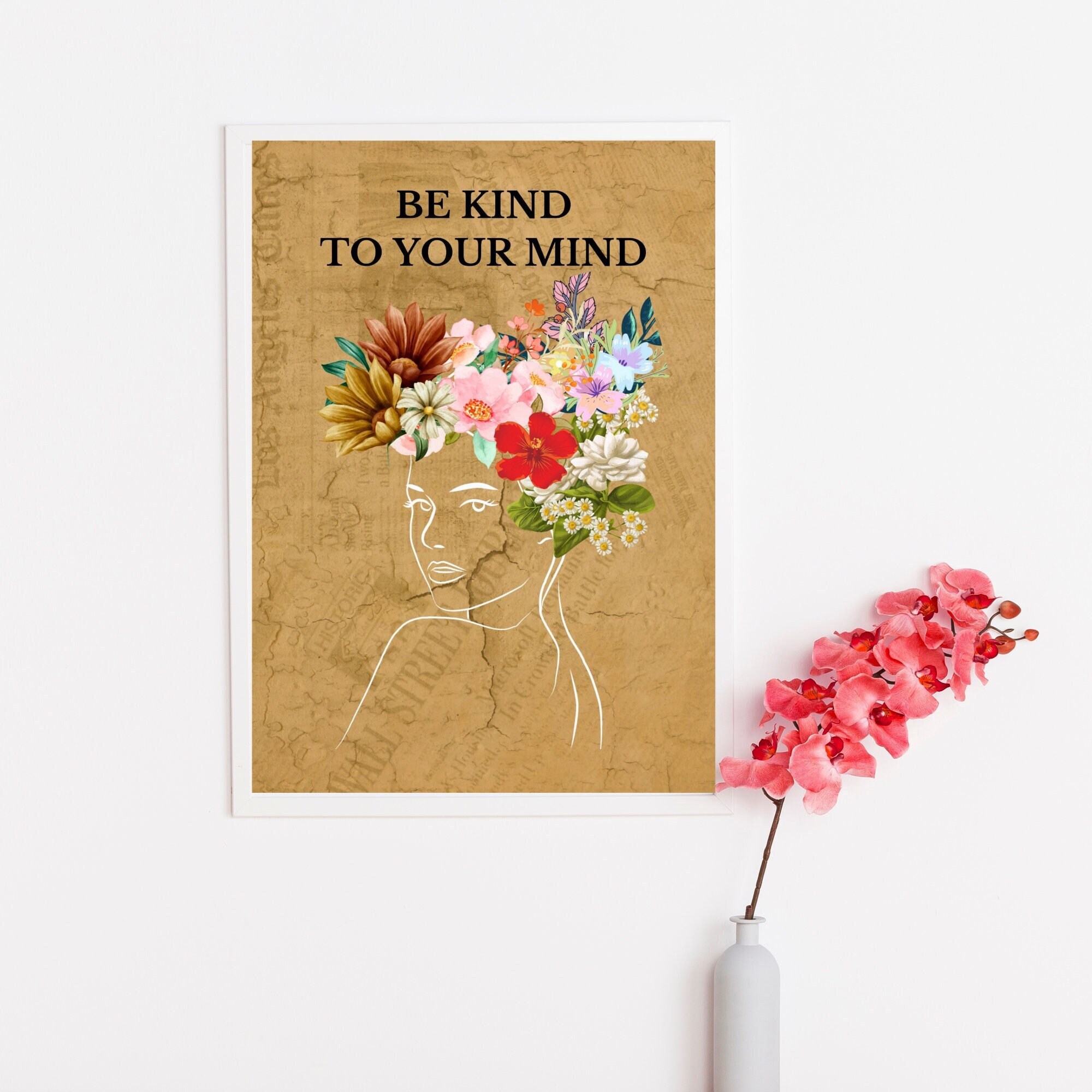 Be Kind to Your Mind Poster, Mental Health Poster, Self Care Art ...