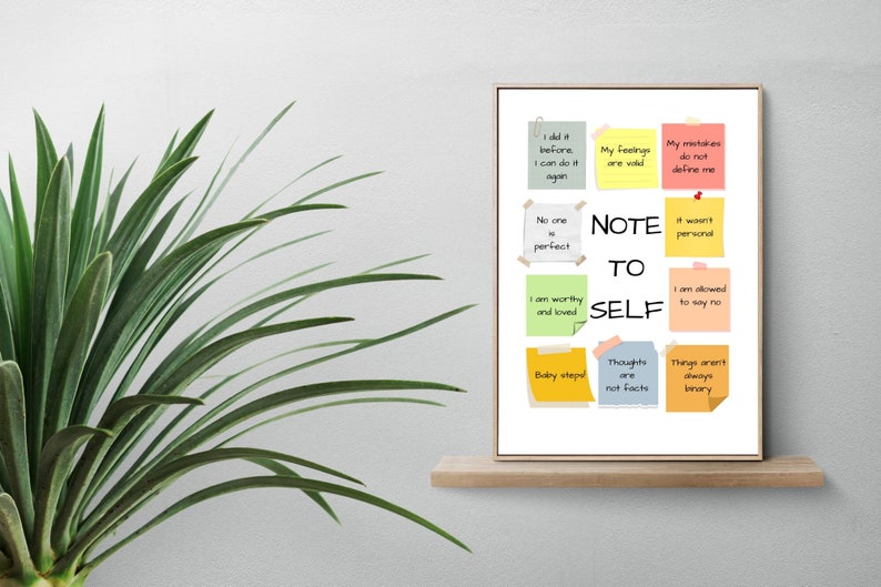 Note to Self Poster, Reminder Poster, Mental Health Prints, Self Care ...