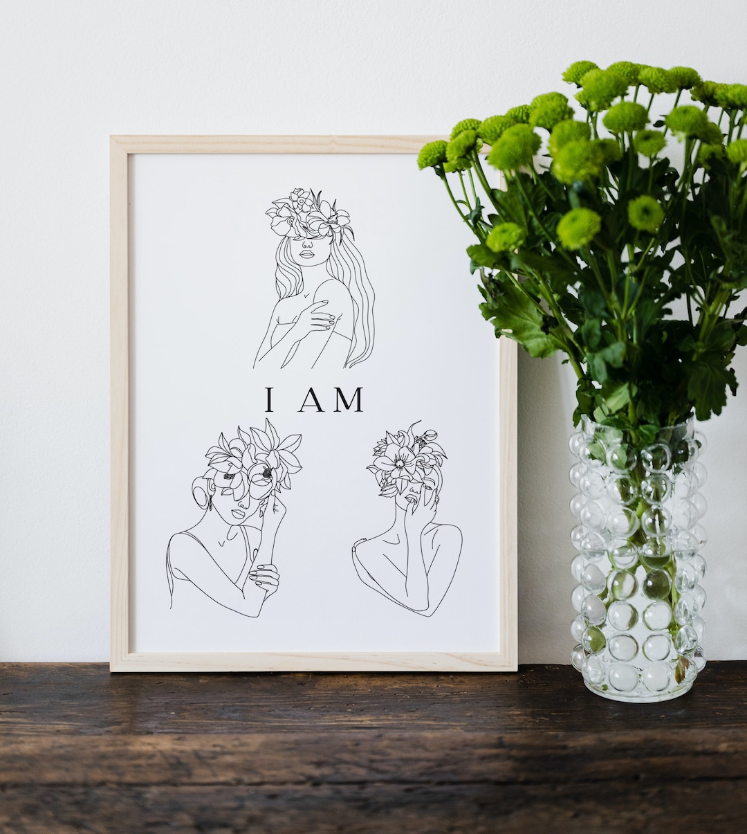 I AM Poster, Floral Art Print, Printable Room Decor, I Am Everything ...