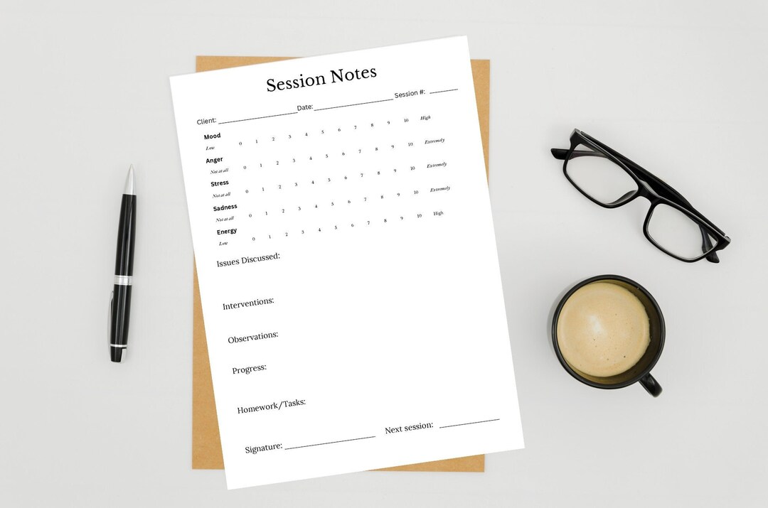 Simple Therapy/counselling Session Notes, Printable Therapist Documents ...