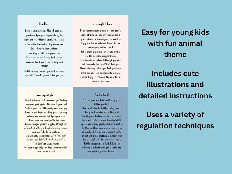 Calm Kids Cards Emotional Regulation Exercises for Young Children - Etsy