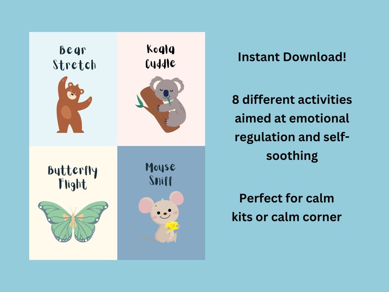 Calm Kids Cards Emotional Regulation Exercises for Young Children - Etsy