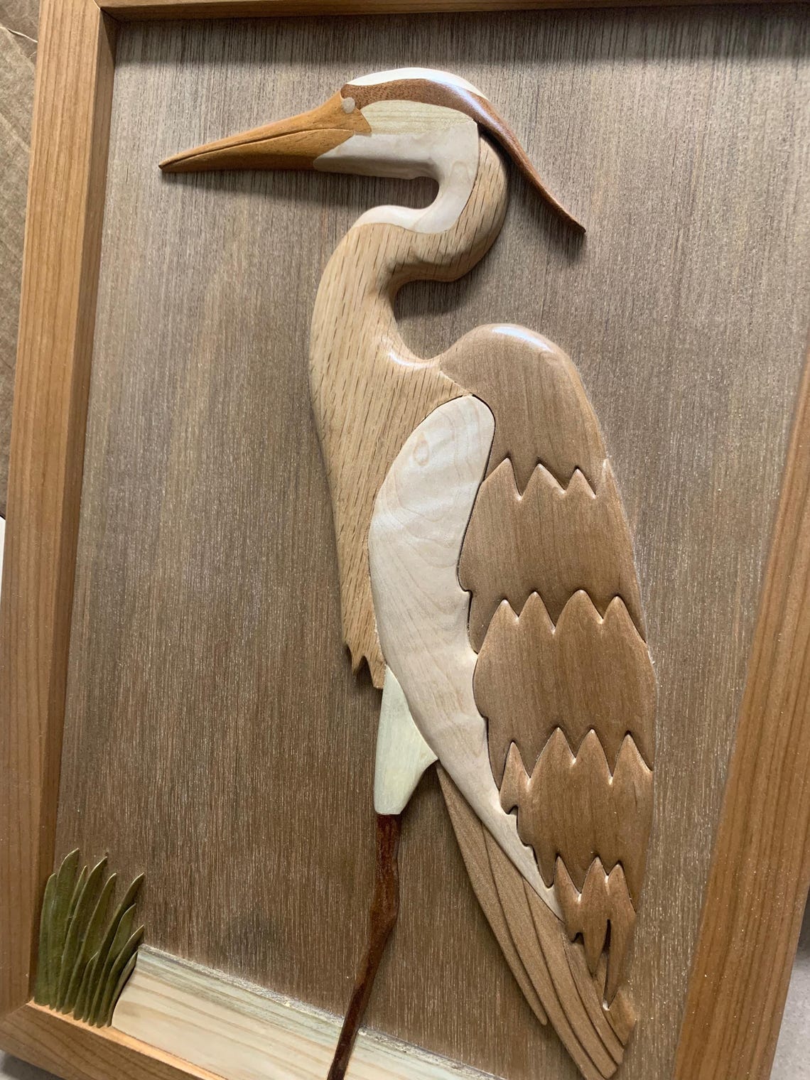 Heron Intarsia - Wooden Wall Art - Etsy