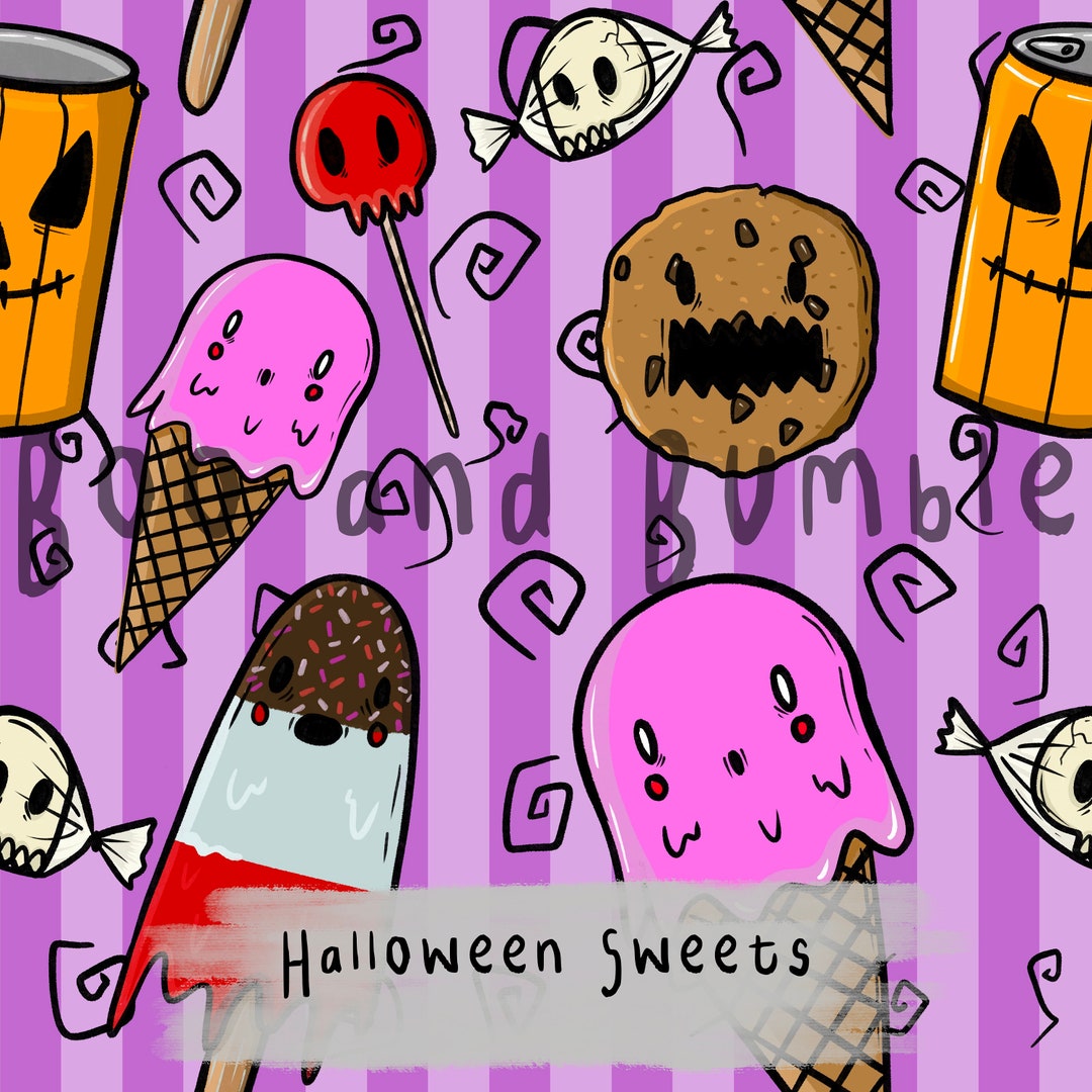 Limited Edition Halloween Candy Seamless Pattern for Commercial Use ...