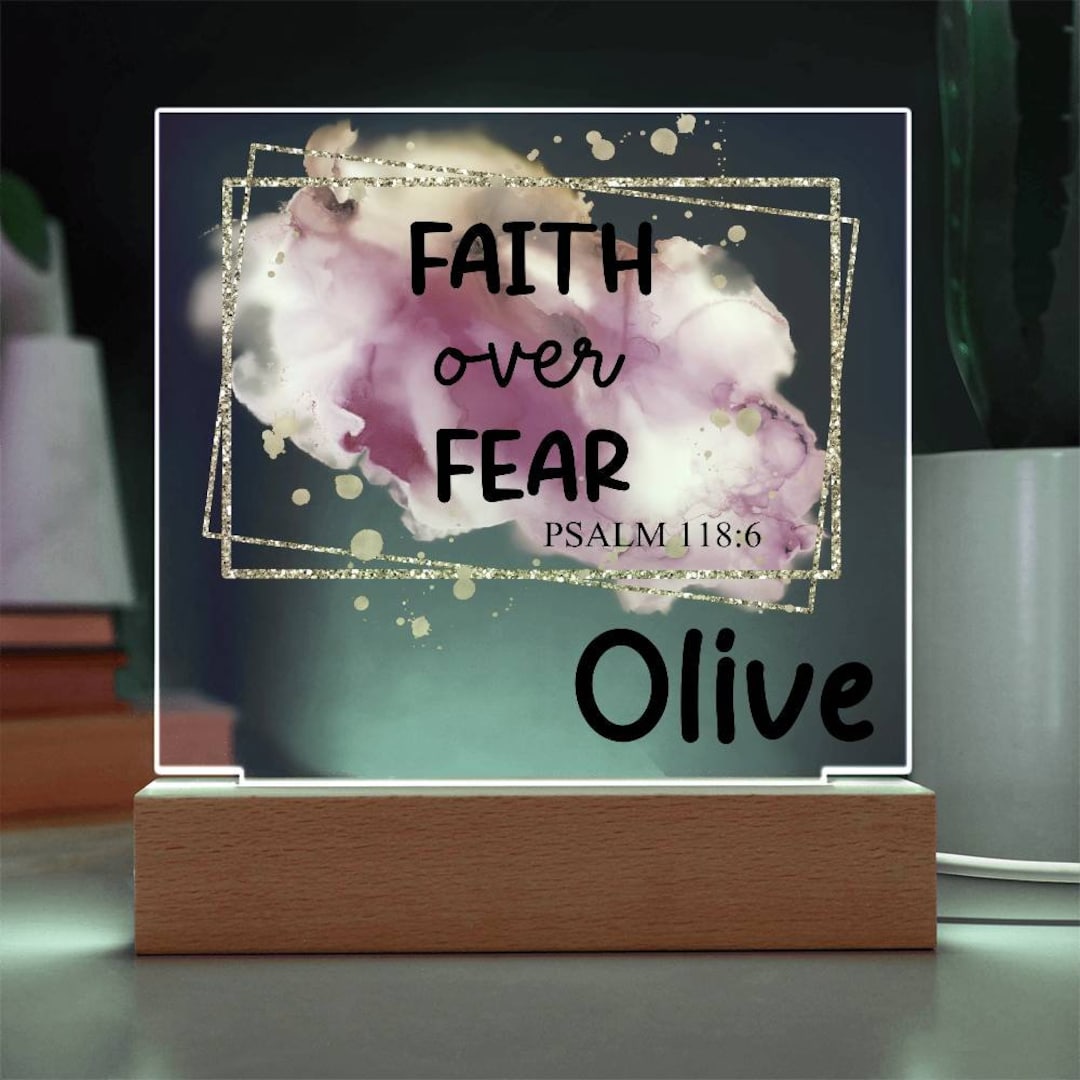 Personalized Bible Verse LED Light Custom Modern Faith Over Fear ...