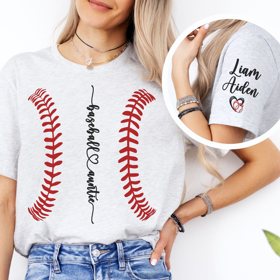 Custom Baseball Aunt Shirt Baseball Auntie Tshirt Personalized Baseball ...