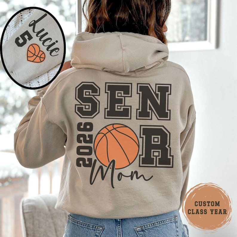 Personalized Senior Basketball Mom Hoodie - Custom Name & Number - Etsy