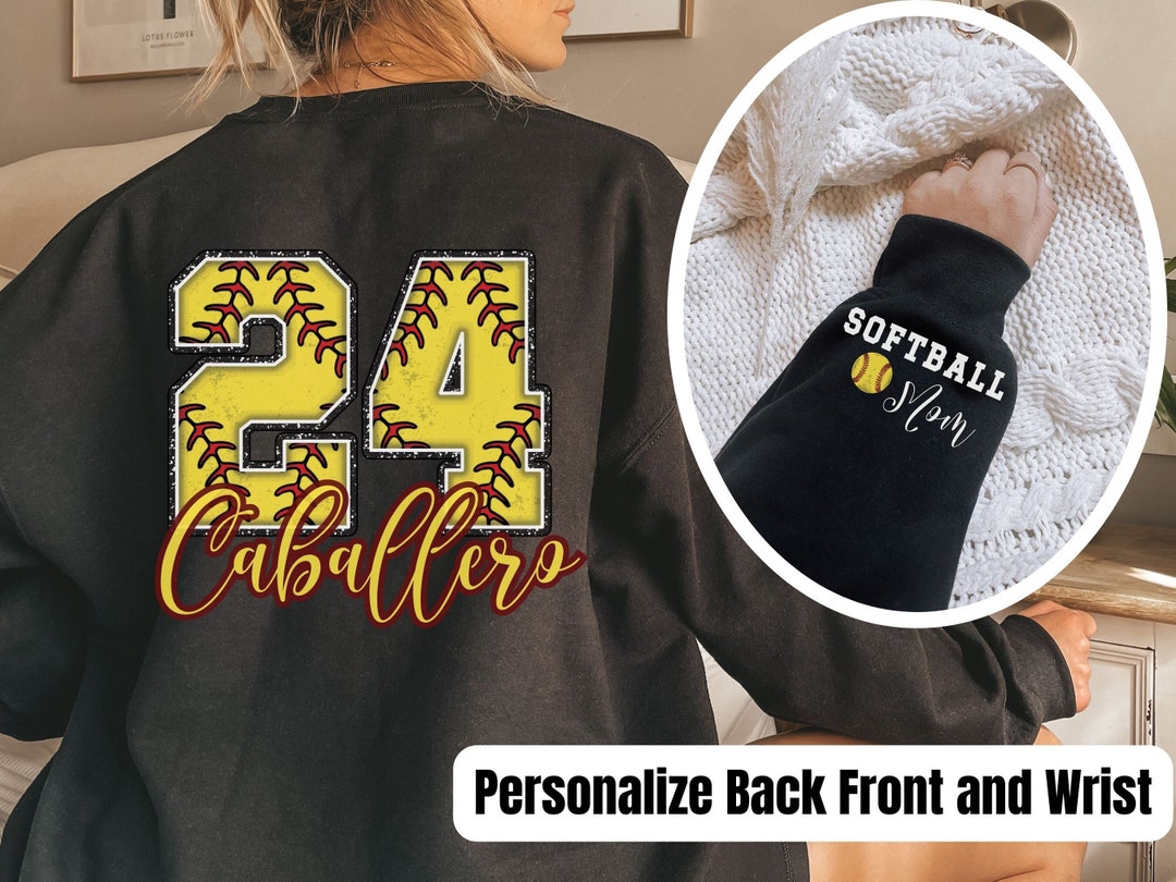 Custom Softball Name and Number Crewneck Sweatshirt Softball Family ...
