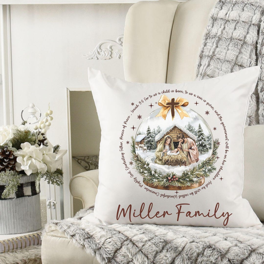 Personalized Nativity Scene Pillow: Custom Family Christmas Decor - Etsy