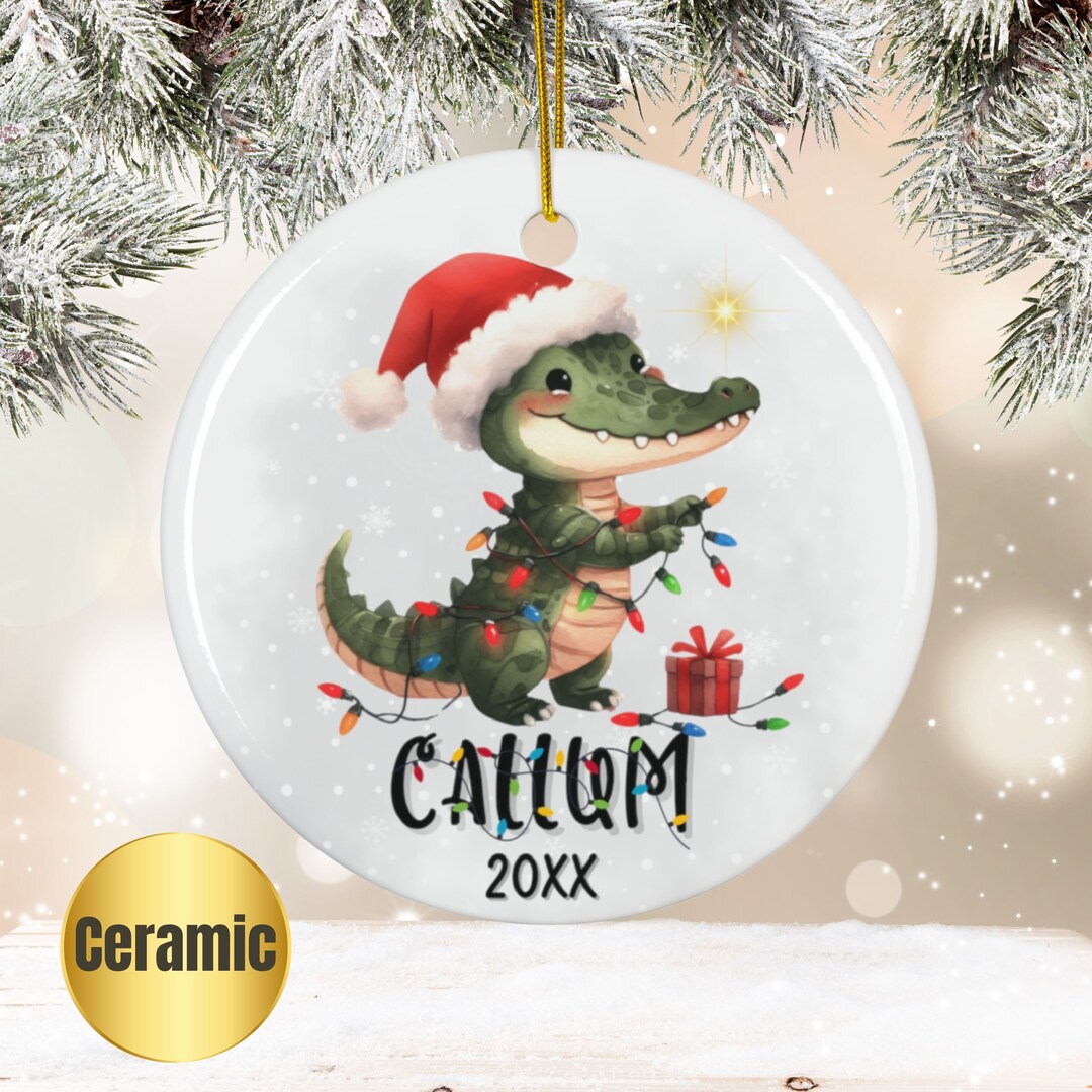 Custom Alligator Christmas Ornament for Kid Personalized Ceramic ...