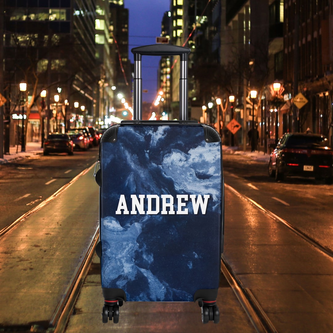 Custom Luggage With Name Personalized Carry on Roller Bag Large Blue ...