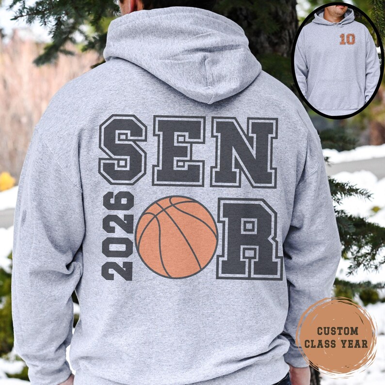 Custom Senior Guys Basketball Hoodie Personalized Basketball Senior ...