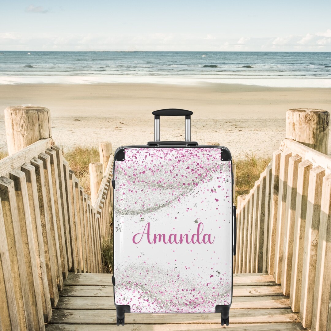 Personalized Sparkle Suitcase Cabin Case Custom Carry on Roller Bag ...