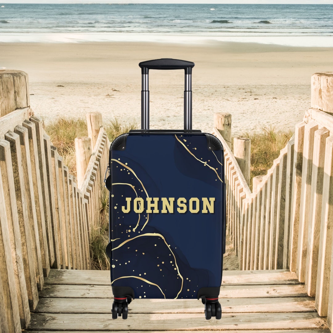 Custom Luggage With Name Personalized Carry on Roller Bag Marble Large ...