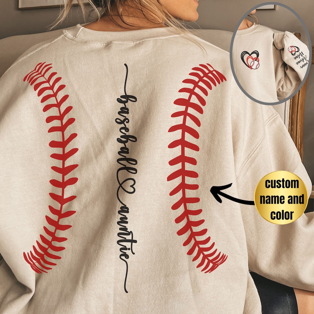 Baseball Aunt Shirt Custom Baseball Long Sleeve Print Sweatshirt ...