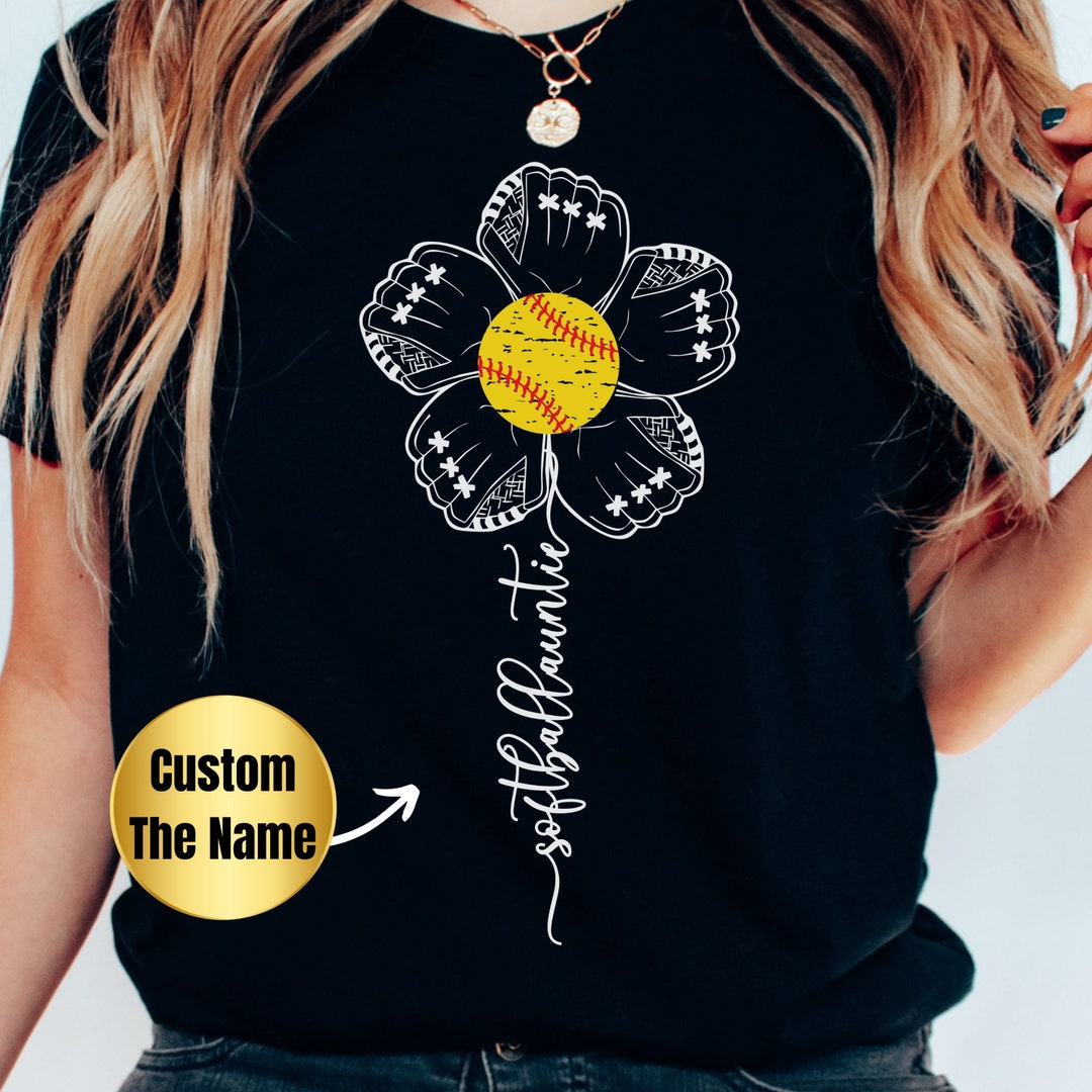 Custom Softball Aunt Shirt Baseball Auntie Tshirt Personalized Softball ...