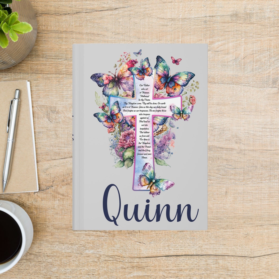 Custom Catholic Christian Gift Lords Prayer Notebook Butterfly Diary ...