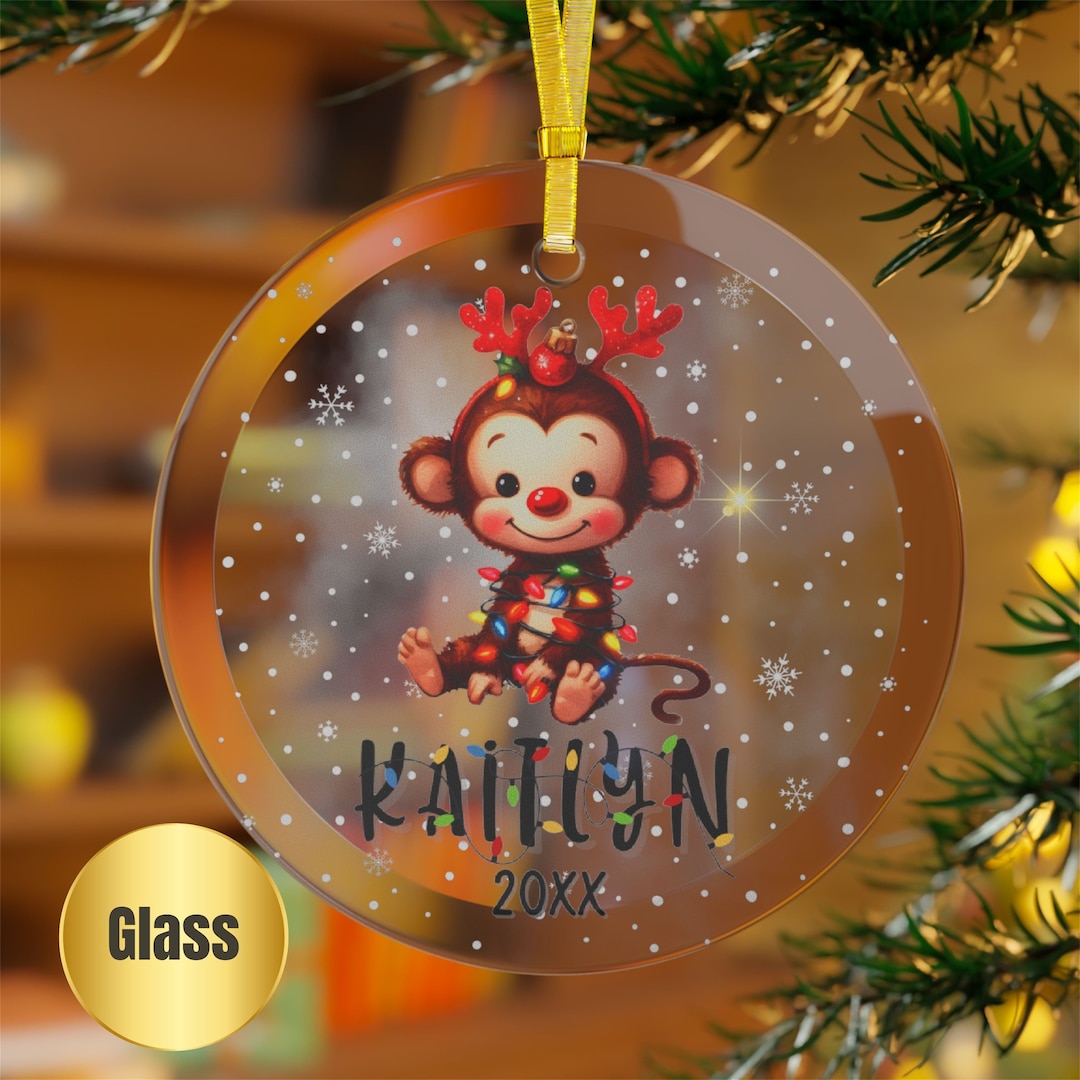 Custom Kid Christmas Ornament Personalized Kid Monkey Ornament Cute ...
