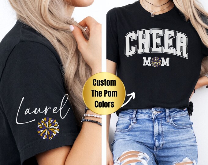Custom Cheer Mom Shirt, Cheer Mom Back Printed Shirt, Custom Mom Name ...