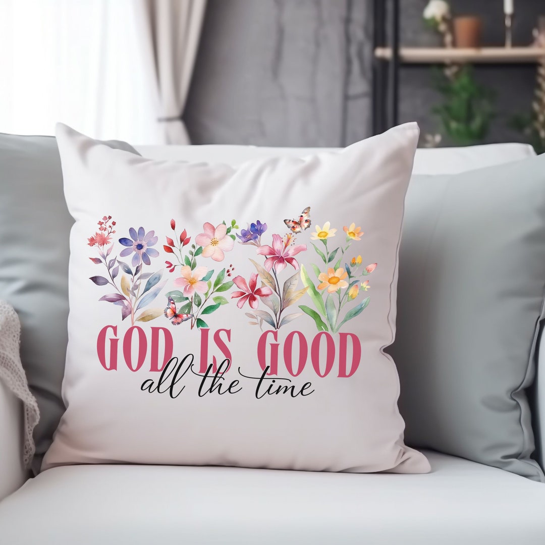 Wildflower Christian Throw Pillow, God is Good Home Decor - Etsy
