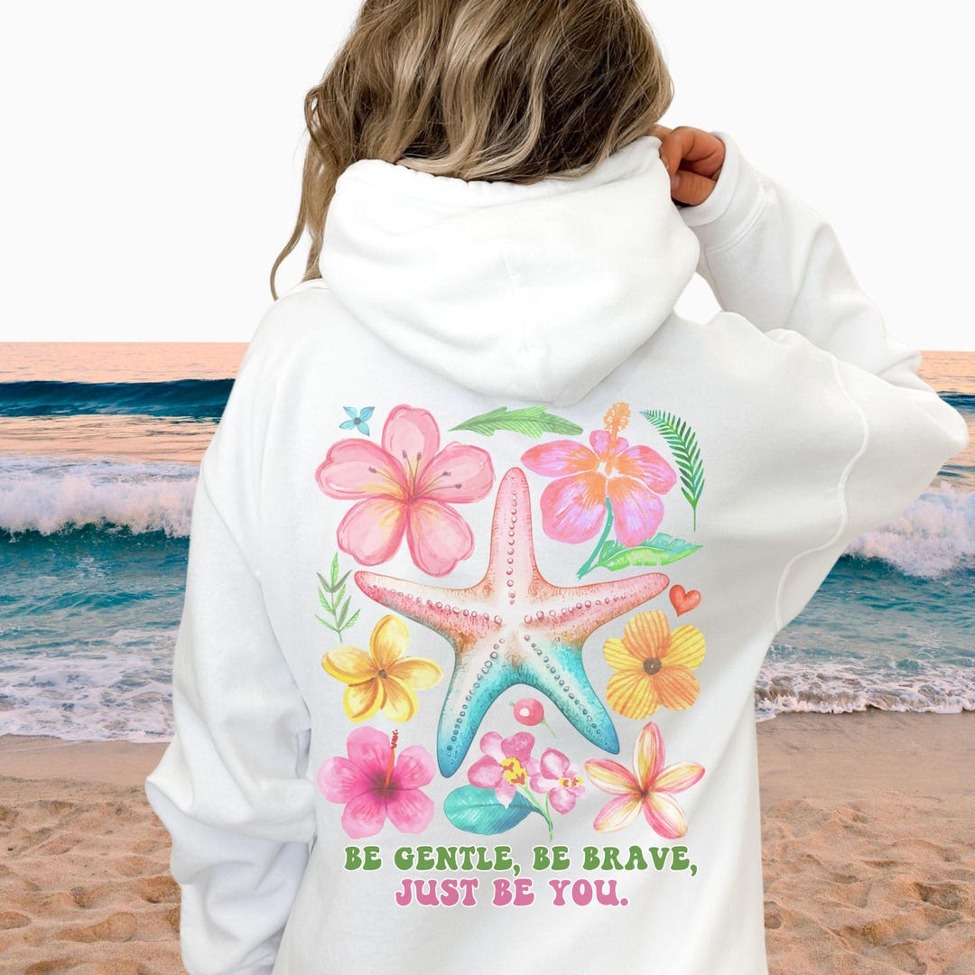 Boho Beach Hoodie: Starfish Coastal Sweatshirt, Vacation Outfit - Etsy