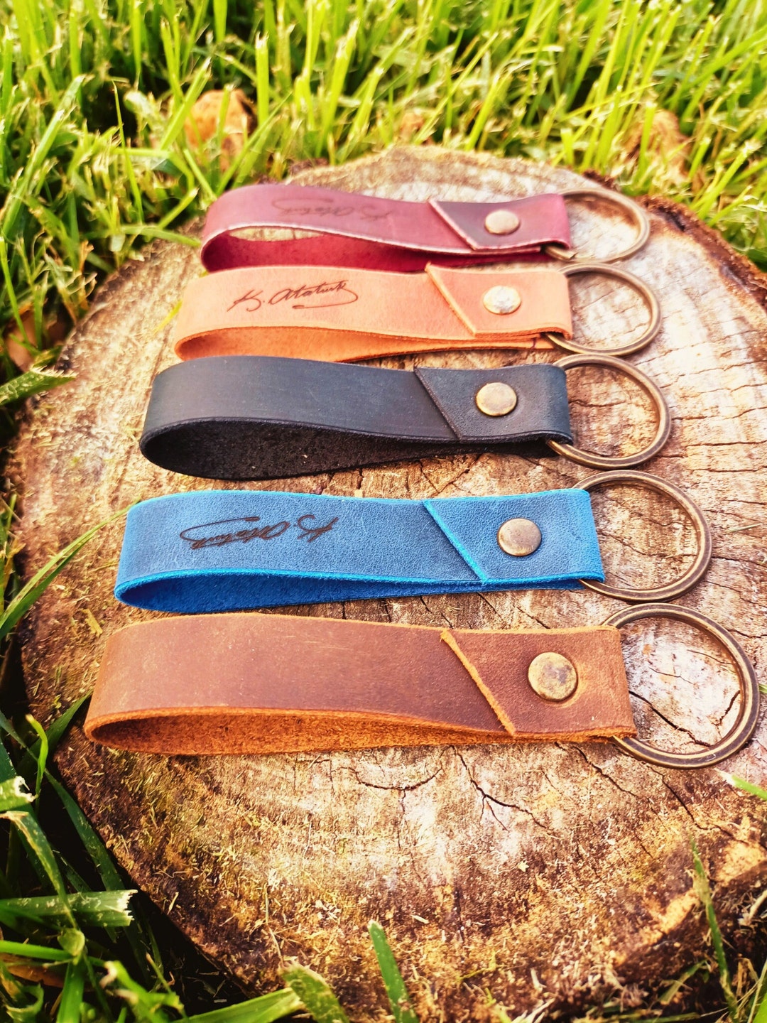 Personalized Leather Keychain , Leather Key Holder , Personalized Key ...
