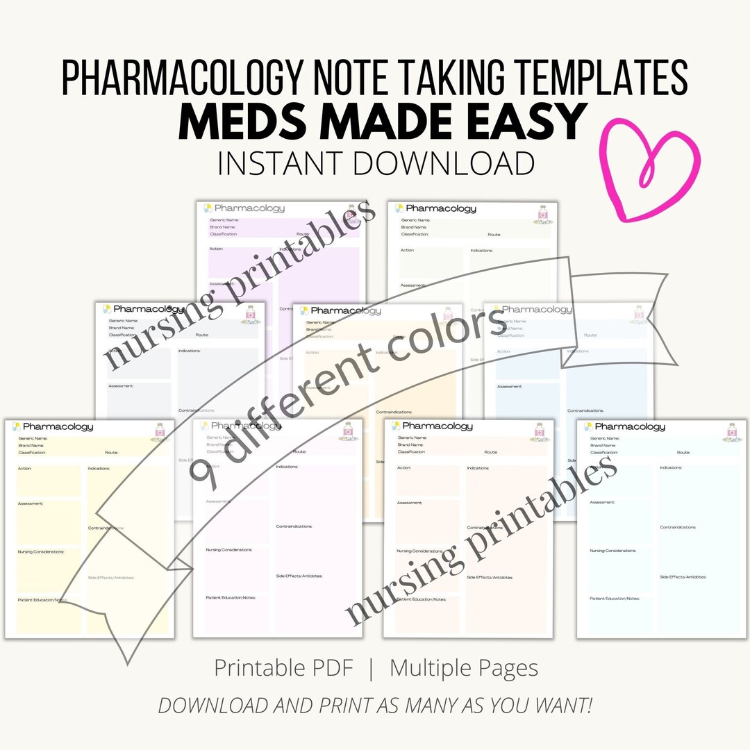 Pharmacology Note Taking Templates - Pharmacology Nursing ...