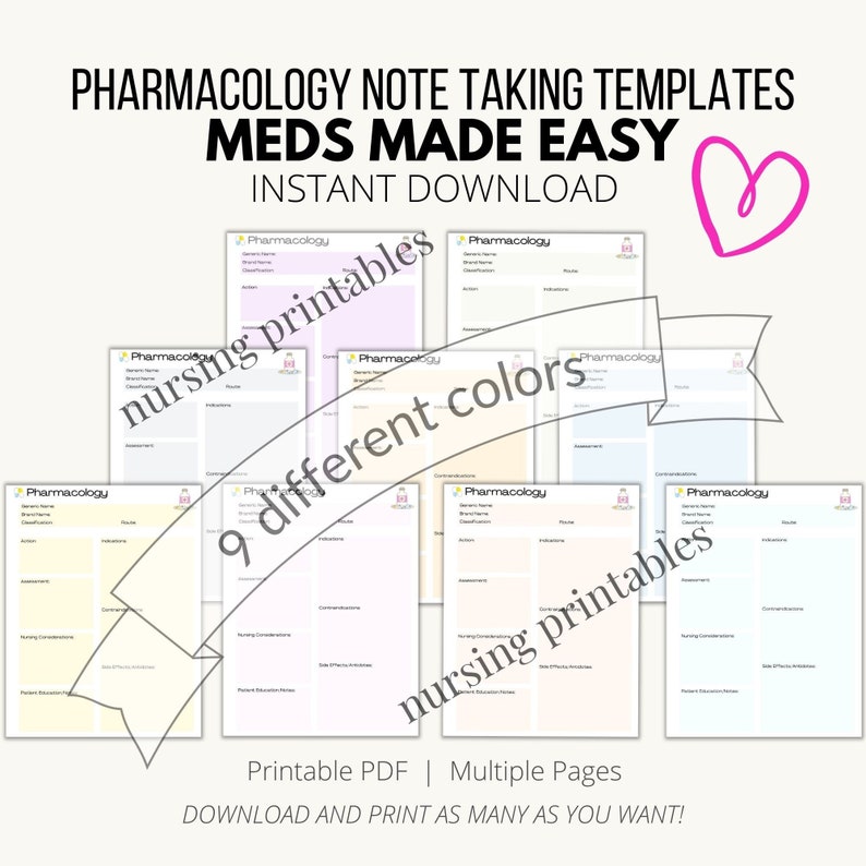 Pharmacology Note Taking Templates - Pharmacology Nursing ...