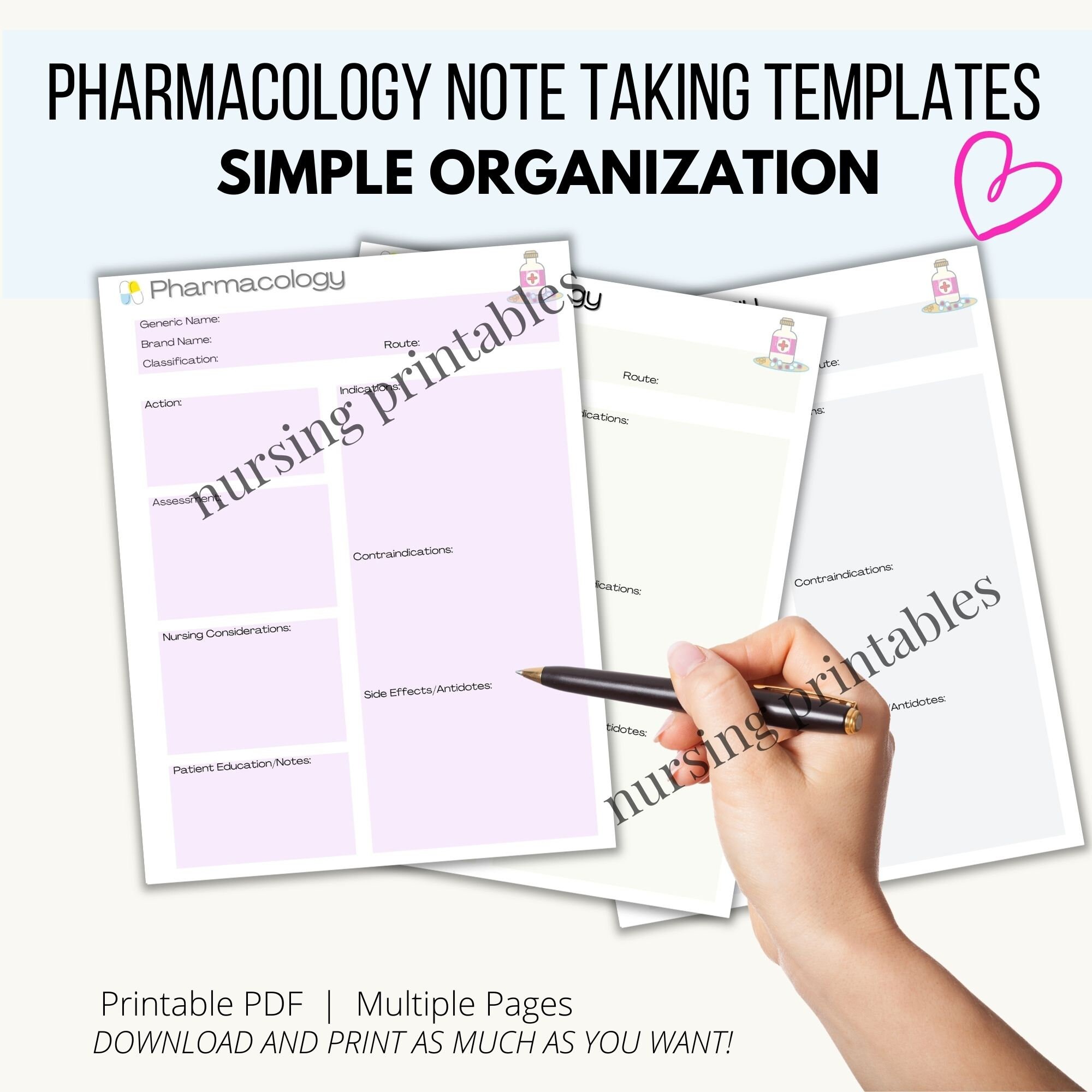 Pharmacology Note Taking Templates - Pharmacology Nursing ...