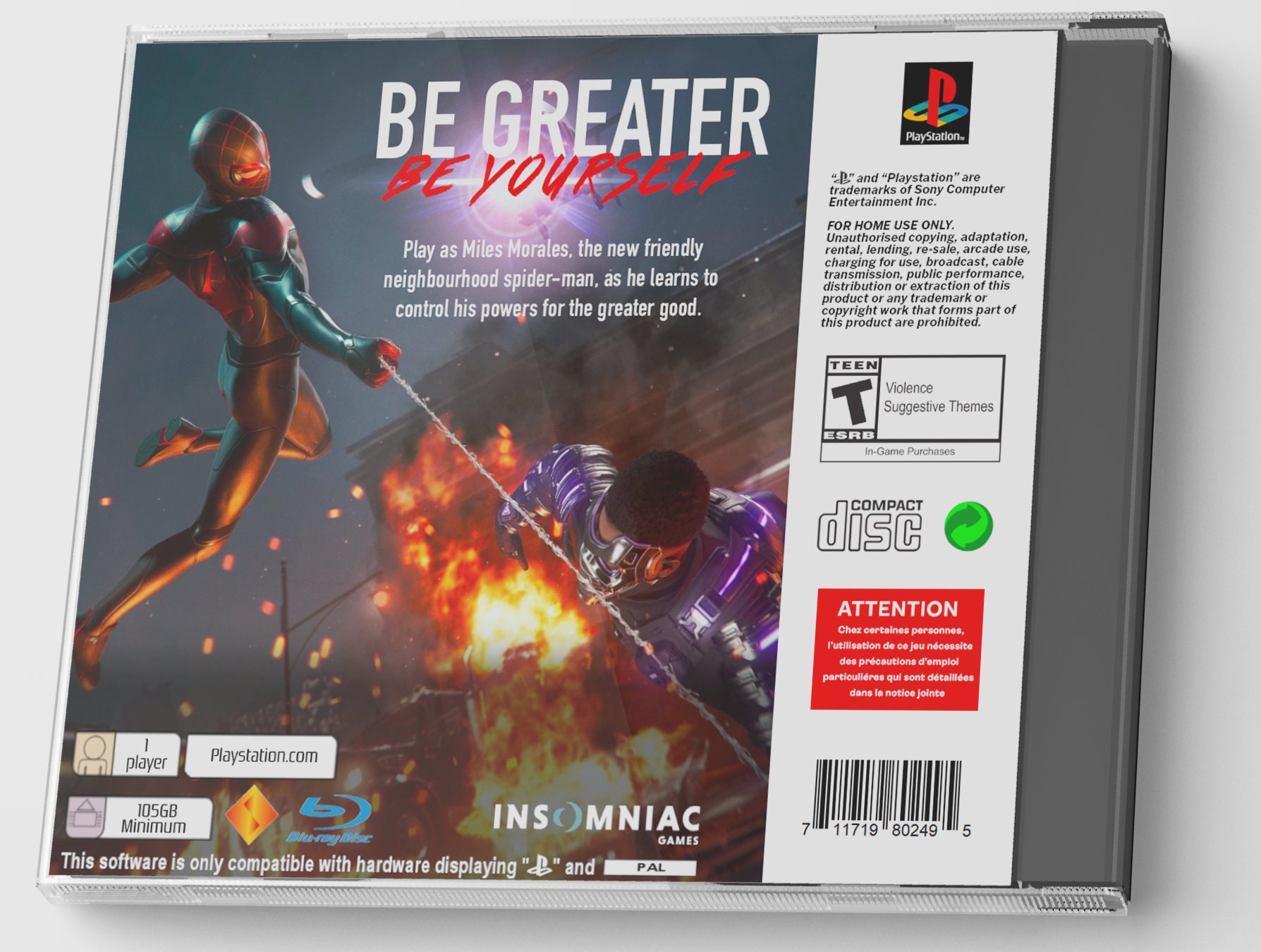 Spiderman: Miles Morales PS5 Custom PS1 Inspired Jewel Case - Etsy