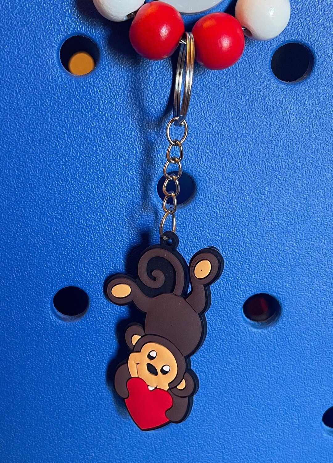 Monkey With Heart Bogg Bag Keychain Charm With Beads - Etsy