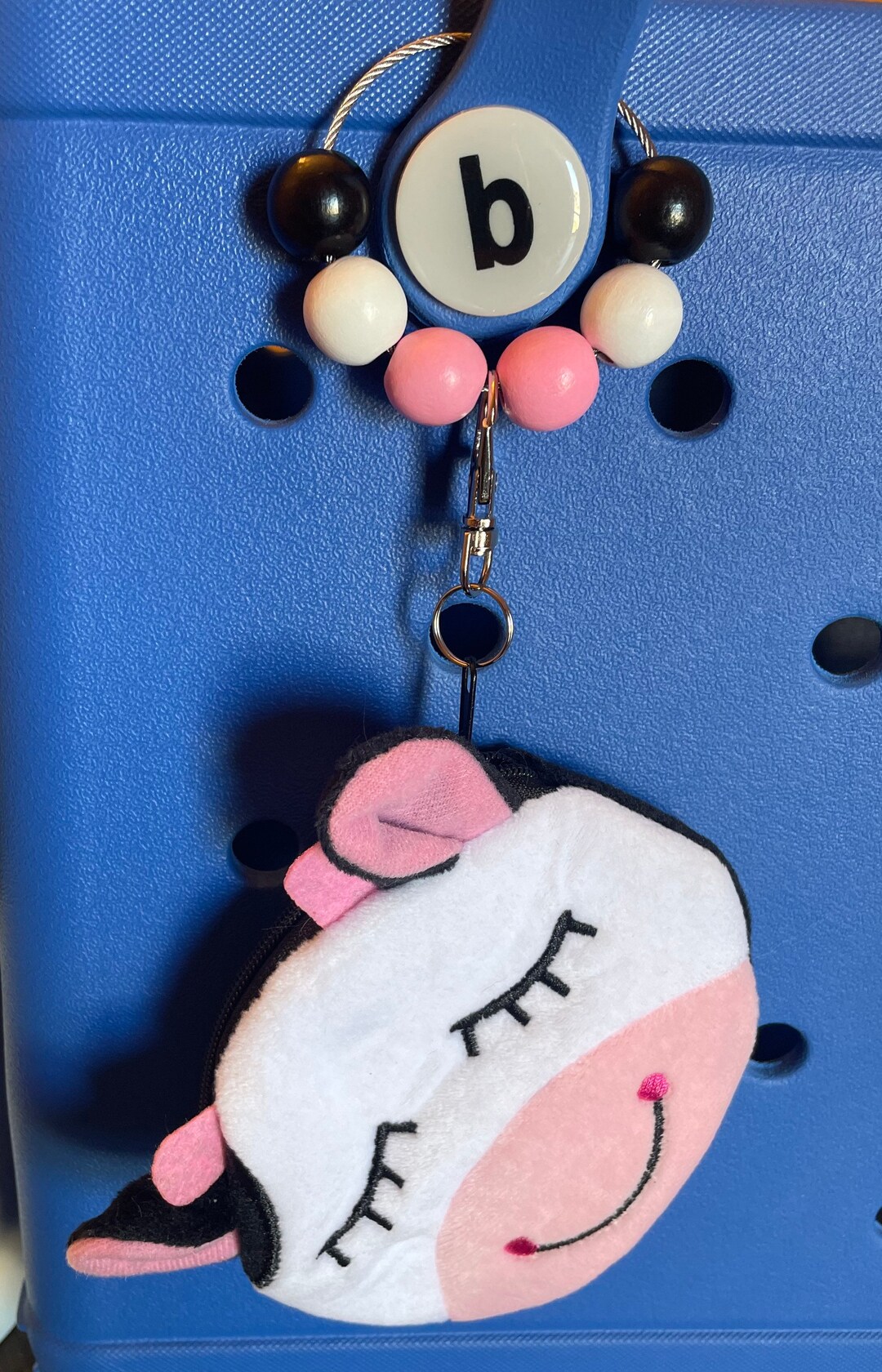 Black and White Cow Zipper Pouch With Beads - Etsy