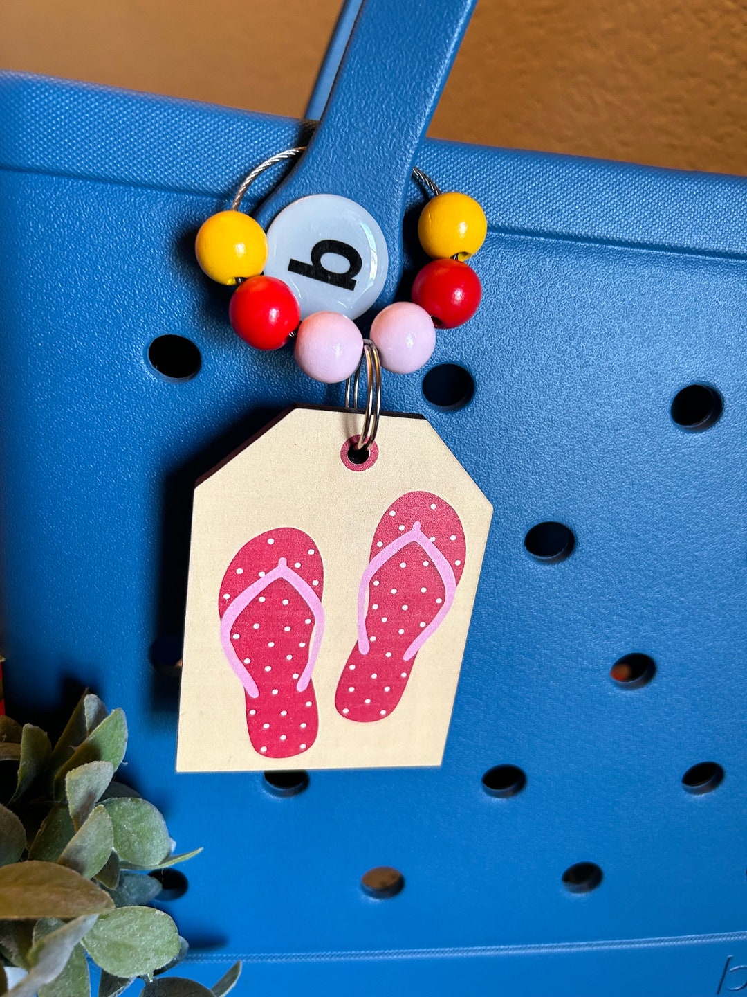 Flip Flop Themed Bogg Bag Charm Keychain With Beads - Etsy