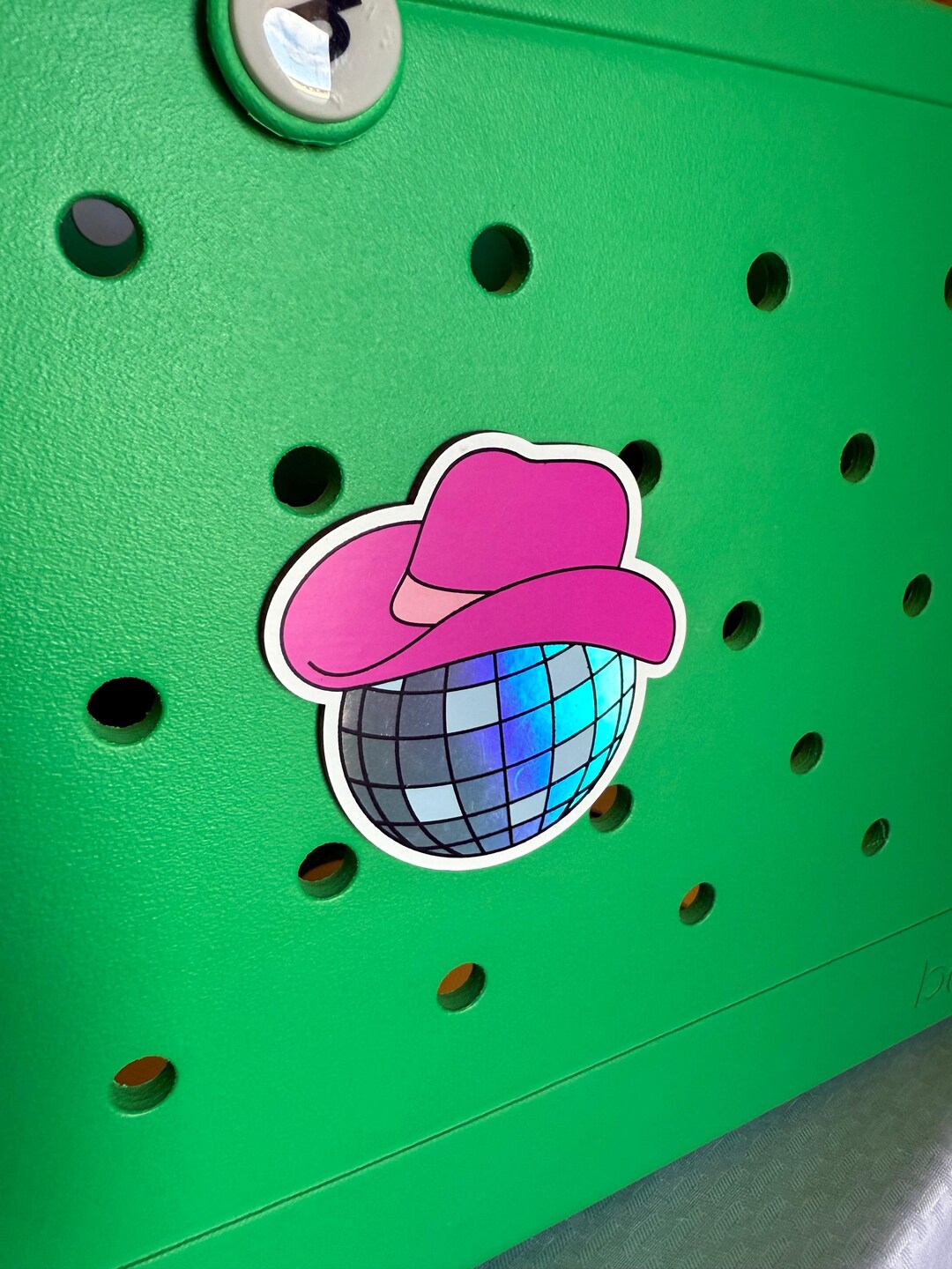 Disco Ball With Pink Cowboy Hat Bogg Bag Button Charm - Etsy