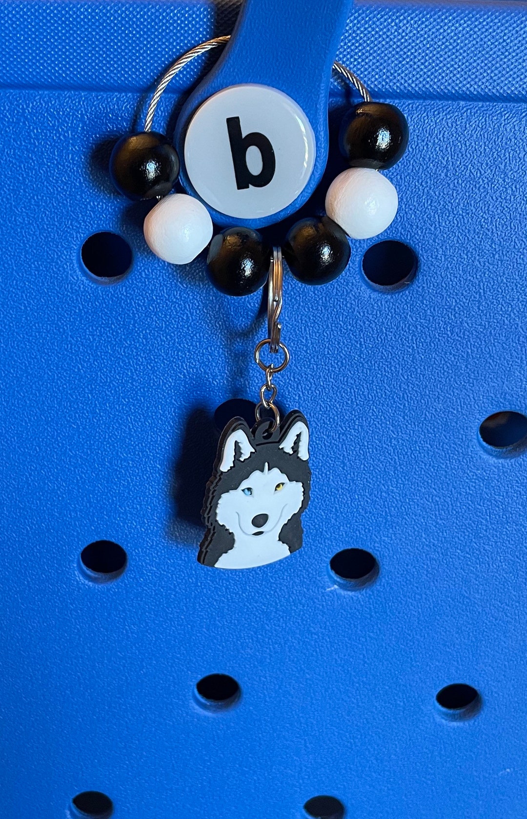 Husky Dog Bogg Bag Charm With Beads on a Wire Cable Keychain - Etsy