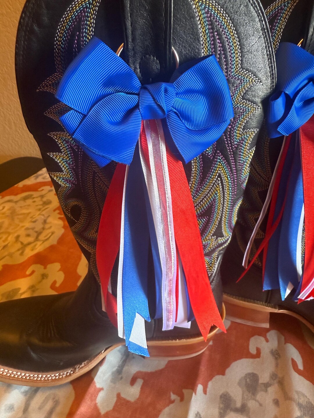 Boot Bows Red, White and Blue Ribbons - Etsy
