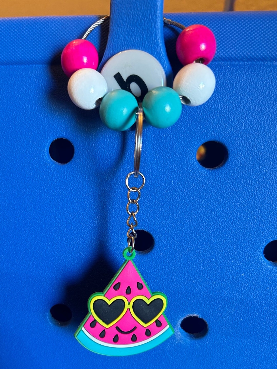 Watermelon With Sunglasses Bogg Bag Charm Keychain With Beads - Etsy
