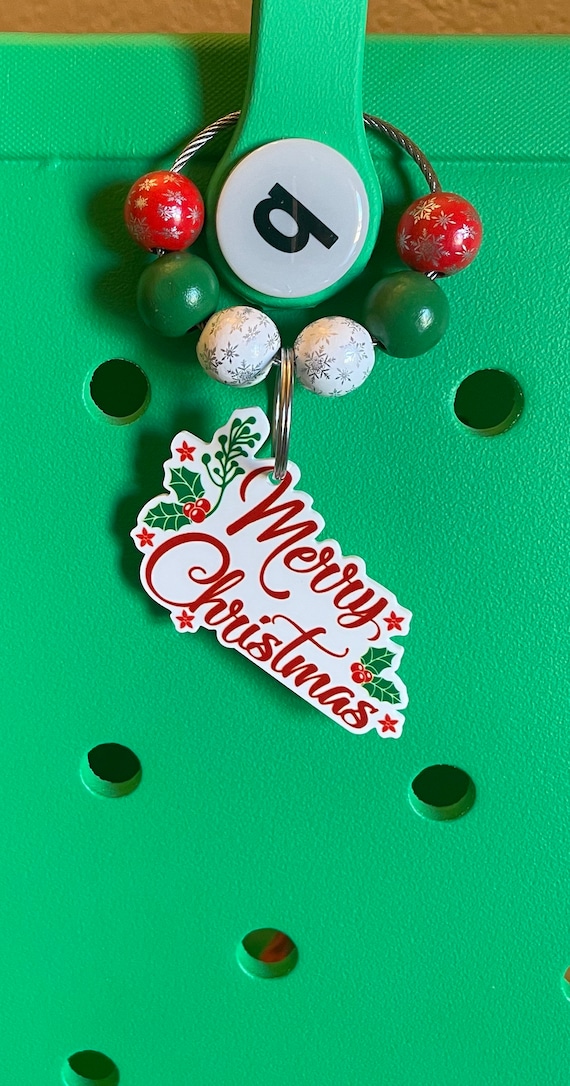 Merry Christmas Bogg Bag Charm Keychain With Beads - Etsy