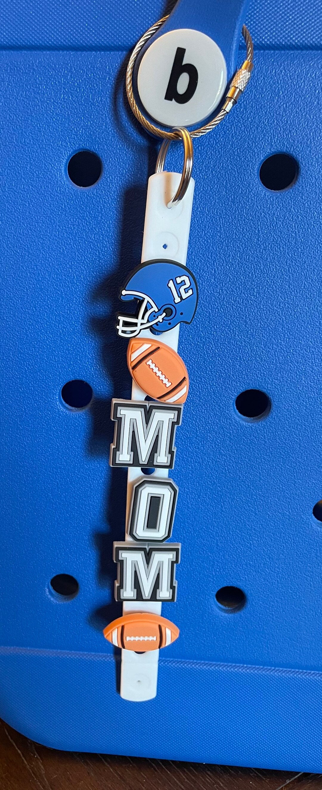 Football Mom Themed Bogg Bag Charm Keychain With Helmet , MOM and ...