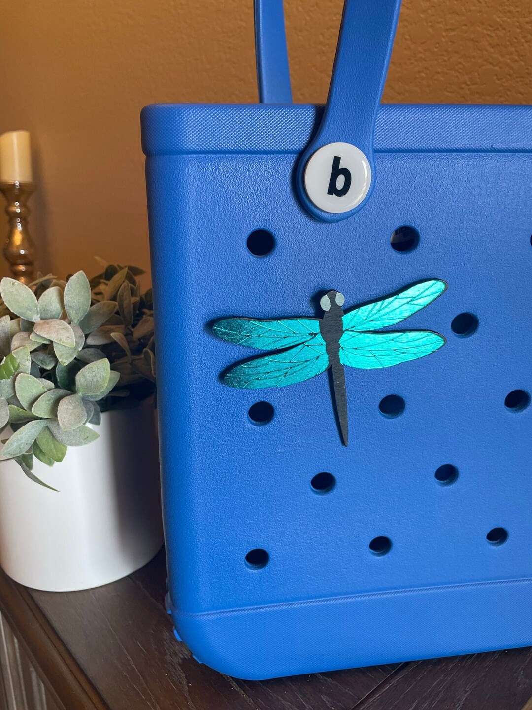 Dragonfly Painted Wood Bogg Bag Button Charm - Etsy