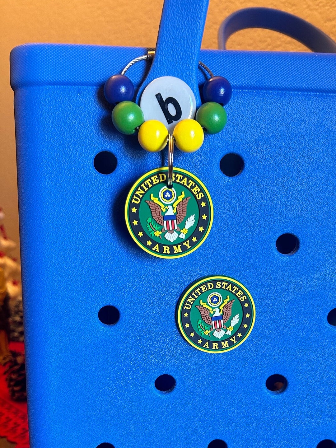 Military Bogg Bag Tote Charm Keychain With Beads With Button Charm 2 ...