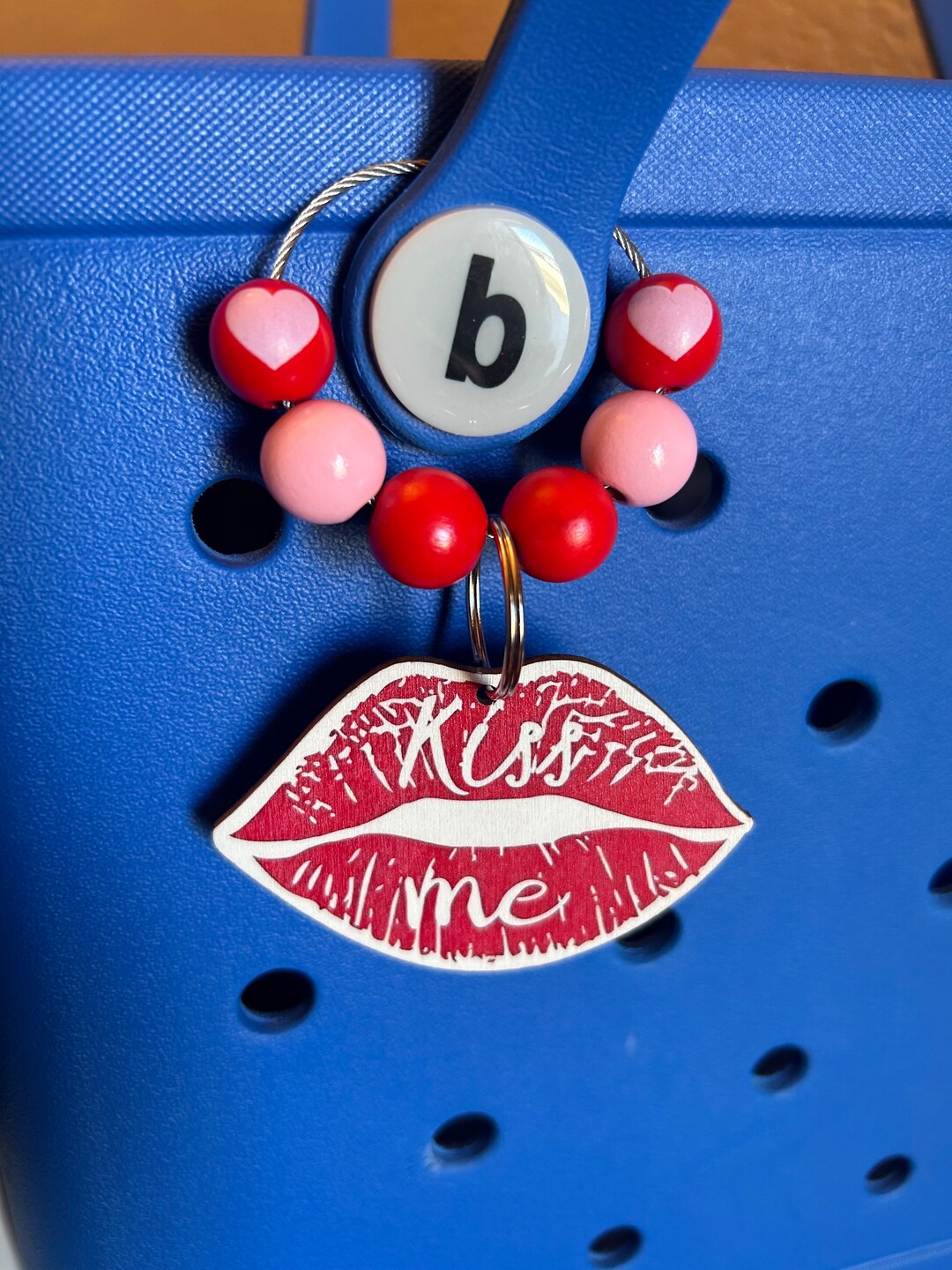 Kiss Me Red Lips Charm Keychain With Beads - Etsy