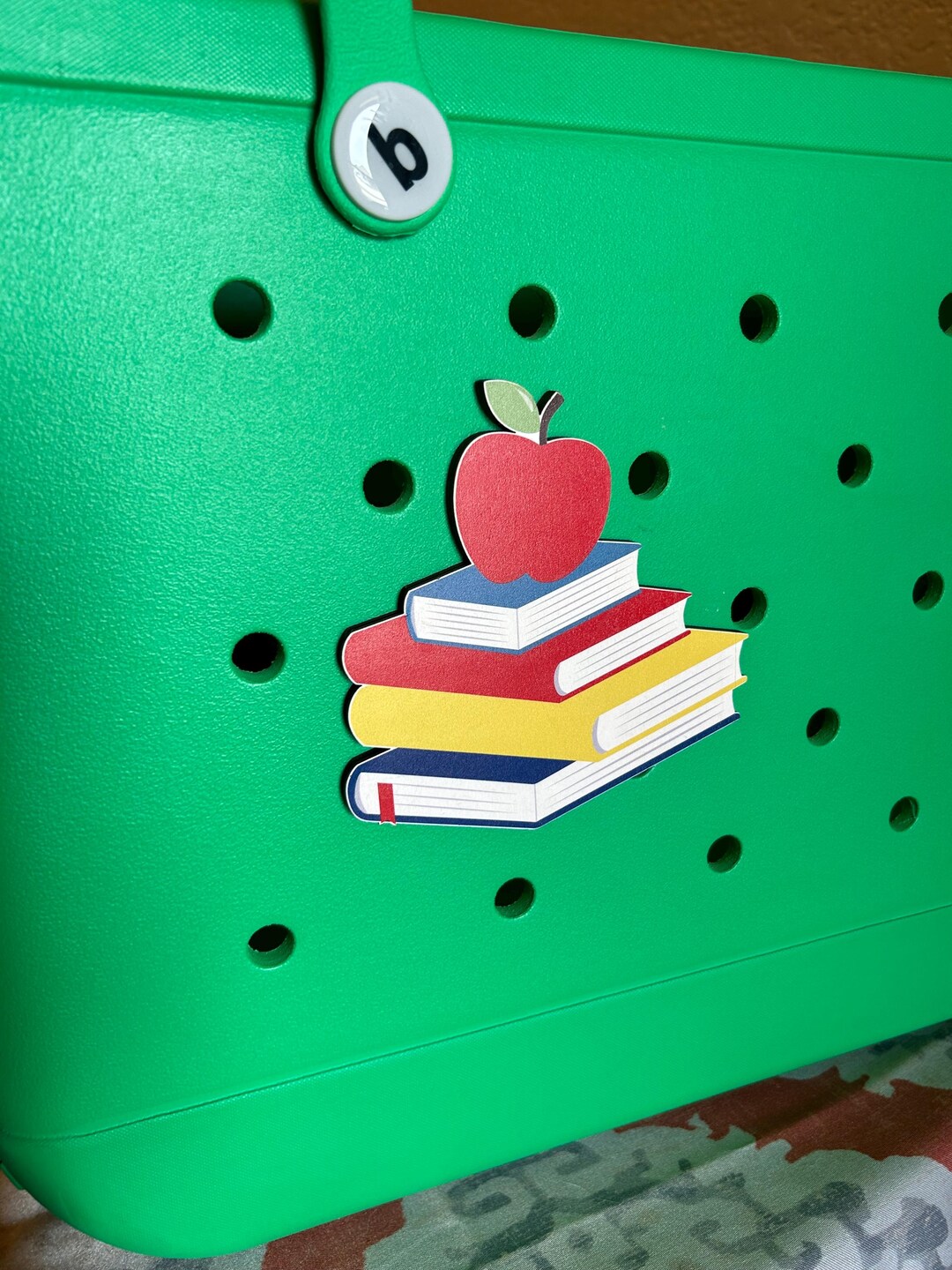Stack of Books With an Apple Large Bogg Bag Button Charm - Etsy